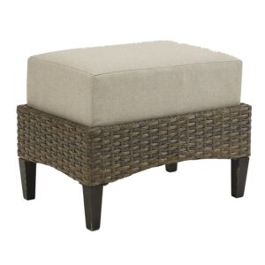 Crosley Furniture Rockport Traditional Wicker Outdoor Ottoman in Brown