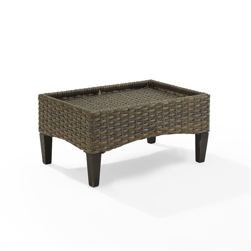 Crosley Furniture Rockport Traditional Wicker Outdoor Ottoman in Brown