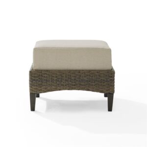 Crosley Furniture Rockport Traditional Wicker Outdoor Ottoman in Brown