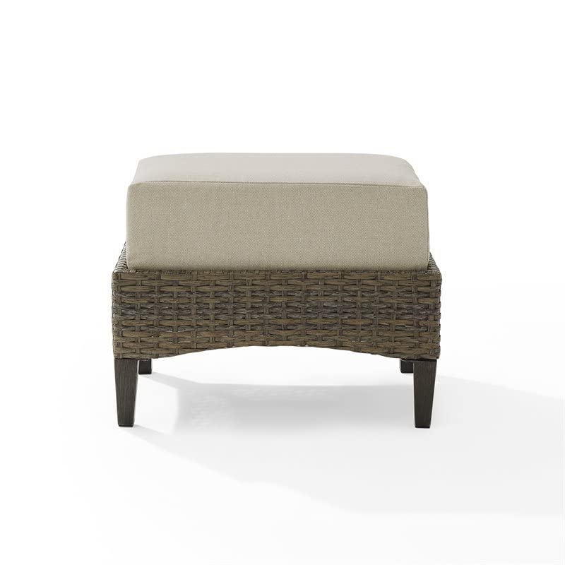 Crosley Furniture Rockport Traditional Wicker Outdoor Ottoman in Brown