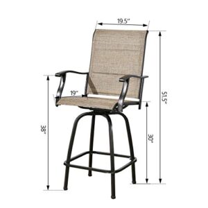 Ulax Furniture Outdoor Swivel Bar Stools Padded Patio Bar Chairs, Set of 2