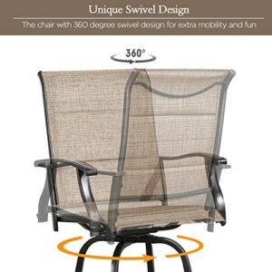 Ulax Furniture Outdoor Swivel Bar Stools Padded Patio Bar Chairs, Set of 2