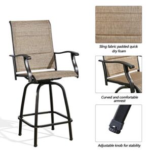 Ulax Furniture Outdoor Swivel Bar Stools Padded Patio Bar Chairs, Set of 2