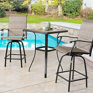 Ulax Furniture Outdoor Swivel Bar Stools Padded Patio Bar Chairs, Set of 2