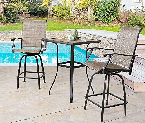 Ulax Furniture Outdoor Swivel Bar Stools Padded Patio Bar Chairs, Set of 2