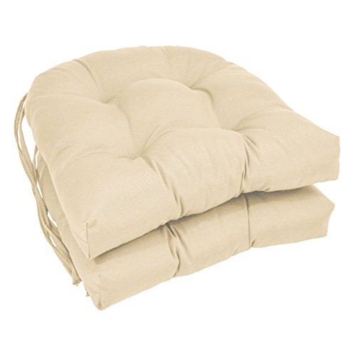 Blazing Needles 16-inch Twill Rounded Back Chair Cushion, 16" x 16", Natural 2 Count