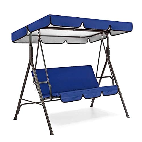 J&C Garden Swing Covers Waterproof 3 Seat Swing Replacement Cushions Cover Patio Swings Canopy Replacement Outdoor Swing Cover Set 2 Person 3 Seater Swing Canopy with Cushion Cover (Blue, 64.5in)