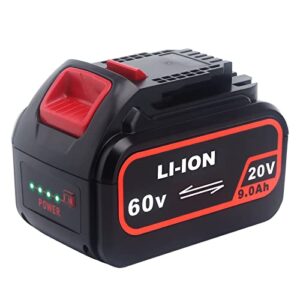 biswaye 9.0ah battery dcb609 replacement for dewalt 20v/60v 120v max xr lithium-ion battery dcb606 dcb609 dcb612 dcb203 dcb204 dcb207 dcb206 dcb201