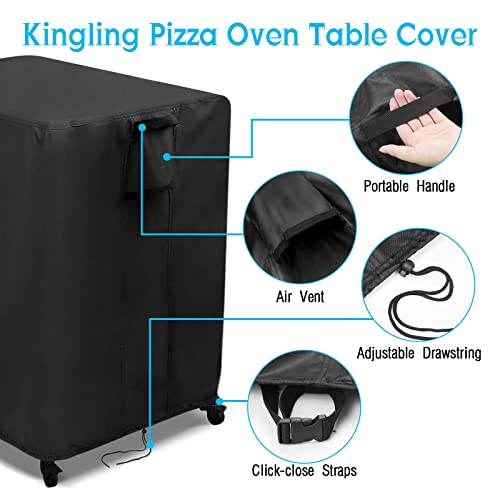 Kingling Outdoor Pizza Oven Table Cover for Ooni Medium Table, Waterproof Outdoor Grill Prep Table Cover Pizza Oven Stand Cover - 32''L x 24''W x 35''H