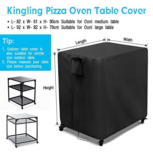 Kingling Outdoor Pizza Oven Table Cover for Ooni Medium Table, Waterproof Outdoor Grill Prep Table Cover Pizza Oven Stand Cover - 32''L x 24''W x 35''H