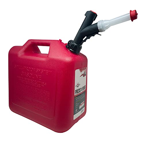 Garage Boss Press 'N Pour 5 Gal Gasoline Can with Ergonomic Handle, Self Venting Spout, Auto Shutoff, and FlexFMD Flame Mitigation Device (4-Pack)