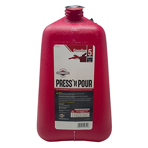 Garage Boss Press 'N Pour 5 Gal Gasoline Can with Ergonomic Handle, Self Venting Spout, Auto Shutoff, and FlexFMD Flame Mitigation Device (4-Pack)