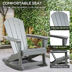 Outsunny Outdoor Rocking Chair, HDPE Adirondack Style Rocker Chair for Porch, Garden, Patio, Light Gray