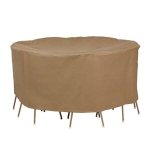 duck covers essential water-resistant 90 inch round patio table & chair set cover, outdoor table cover