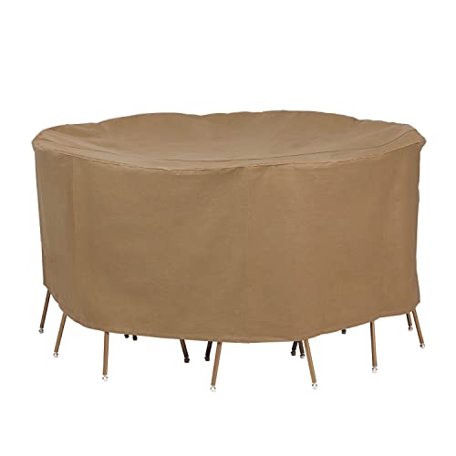 Duck Covers Essential Water-Resistant 90 Inch Round Patio Table & Chair Set Cover, Outdoor Table Cover