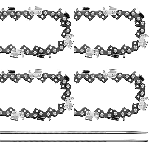 4 Pack 20 Inch Chainsaw Chain 0.325 Pitch .050 Inch Gauge 76 Drive Links with 2 Sharpening Files Heavy Duty Carbon Steel Chains Fit Most Major Chainsaw Brands