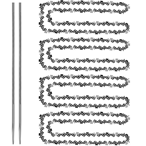 4 Pack 20 Inch Chainsaw Chain 0.325 Pitch .050 Inch Gauge 76 Drive Links with 2 Sharpening Files Heavy Duty Carbon Steel Chains Fit Most Major Chainsaw Brands