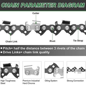 4 Pack 20 Inch Chainsaw Chain 0.325 Pitch .050 Inch Gauge 76 Drive Links with 2 Sharpening Files Heavy Duty Carbon Steel Chains Fit Most Major Chainsaw Brands