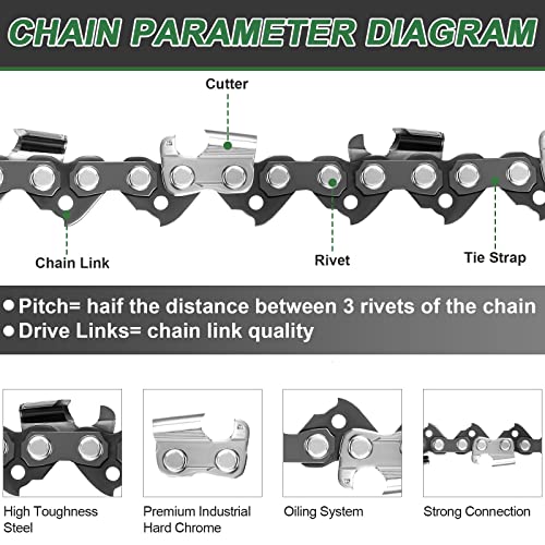 4 Pack 20 Inch Chainsaw Chain 0.325 Pitch .050 Inch Gauge 76 Drive Links with 2 Sharpening Files Heavy Duty Carbon Steel Chains Fit Most Major Chainsaw Brands