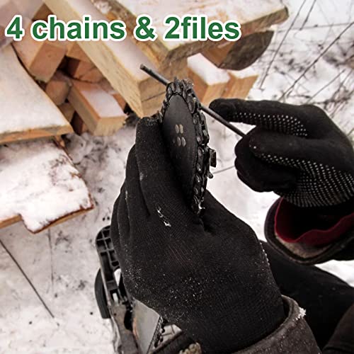 4 Pack 20 Inch Chainsaw Chain 0.325 Pitch .050 Inch Gauge 76 Drive Links with 2 Sharpening Files Heavy Duty Carbon Steel Chains Fit Most Major Chainsaw Brands