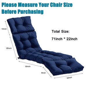 Chaise Lounge Chair Cushions Long Bench Cushion for Outdoor Furniture, Indoor Outdoor Padded Recliner Chair Cushion with Non-Slip Back Elastic Sleeve