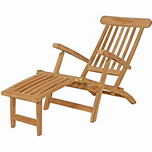 Seven Seas Teak Siesta Key Outdoor Patio Steamer Chair, Made from Solid Teak Wood