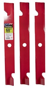 maxpower 561139b heavy duty 3 blade set for 60″ cut exmark, replaces oem no. 103-6403, 103-6403-s, red