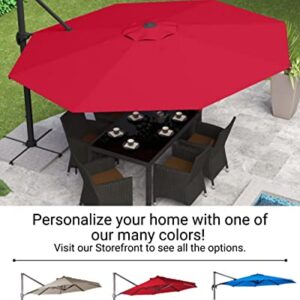 Formosa Covers Replacement Umbrella Canopy for 11ft Supported Bar Cantilever Market Outdoor Patio Shade in Red (Canopy Only) (11ft 8 ribs)