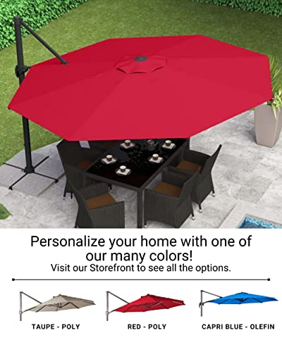 Formosa Covers Replacement Umbrella Canopy for 11ft Supported Bar Cantilever Market Outdoor Patio Shade in Red (Canopy Only) (11ft 8 ribs)