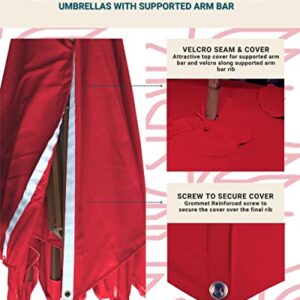 Formosa Covers Replacement Umbrella Canopy for 11ft Supported Bar Cantilever Market Outdoor Patio Shade in Red (Canopy Only) (11ft 8 ribs)