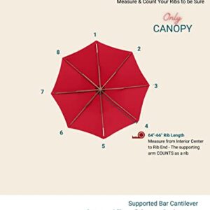 Formosa Covers Replacement Umbrella Canopy for 11ft Supported Bar Cantilever Market Outdoor Patio Shade in Red (Canopy Only) (11ft 8 ribs)