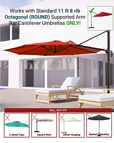 Formosa Covers Replacement Umbrella Canopy for 11ft Supported Bar Cantilever Market Outdoor Patio Shade in Red (Canopy Only) (11ft 8 ribs)