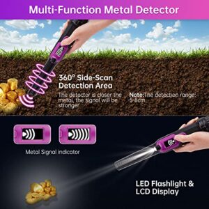 Pinpoint Metal Detector Pinpointer, LCD Display Fully Waterproof Underwater 30m/50FT Gold Metal Detector Pinpointer, Include 9V Battery 360°Search Treasure Hunting Tool Accessories for Adults & Kids