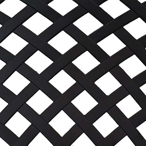 Sunnydaze Outdoor Patio Bench with Black Checkered Design - Durable Cast Aluminum Metal Garden Bench - 2-Person Patio Decor Seating - Front Porch Furniture - Entryway Bench