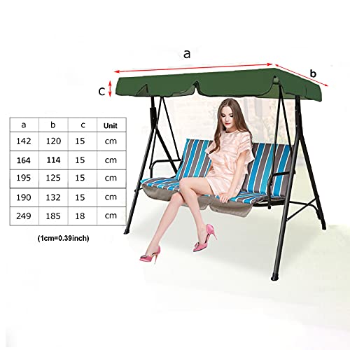 2 3 Seater Swing Canopy Replacement Cover Waterproof Anti-UV Swing Canopy Top Cover Replacement for Outdoor Porch Patio Yard Garden Hammock,Gray,190x132x15cm/75x52x6''