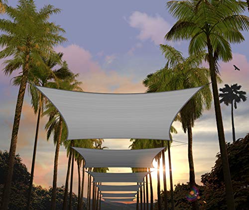 Amgo 8' x 16' Grey Rectangle Sun Shade Sail Canopy Awning ATAPR0816, 95% UV Blockage, Water & Air Permeable, Commercial and Residential (We Customize)