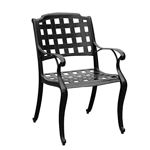 Oakland Living 1048-MESH-KD-CHAIR-LBK Modern Outdoor Mesh Cast Aluminum Black Patio Dining Chair