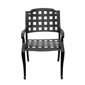 Oakland Living 1048-MESH-KD-CHAIR-LBK Modern Outdoor Mesh Cast Aluminum Black Patio Dining Chair