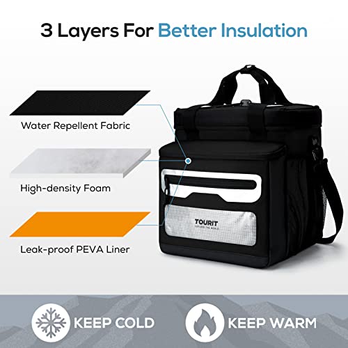 TOURIT Soft Cooler Bag 40/52 Can Large Collapsible Soft Sided Cooler 33/39 L Beach Portable Cooler Ice Chest Insulated for Picnic, Beach, Trip, Black