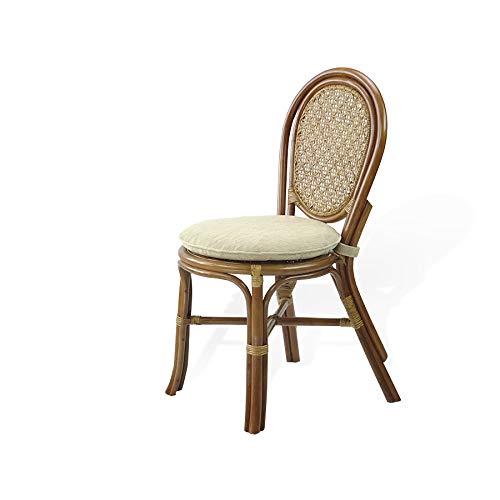 Set of 2 Denver Dining Handmade Wicker Side Chairs with Cream Cushions Natural Rattan, Colonial