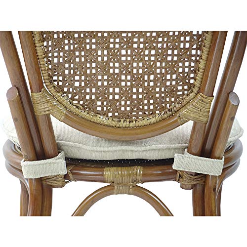 Set of 2 Denver Dining Handmade Wicker Side Chairs with Cream Cushions Natural Rattan, Colonial