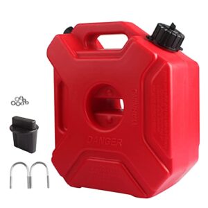 Togarhow 5L 1.3 Gallon Portable Fuel Tank Gas Fuel Container with Spout and Vent Suitable for Motorcycle Off-Road Vehicles SUV ATV, Red