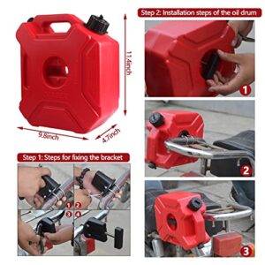 Togarhow 5L 1.3 Gallon Portable Fuel Tank Gas Fuel Container with Spout and Vent Suitable for Motorcycle Off-Road Vehicles SUV ATV, Red