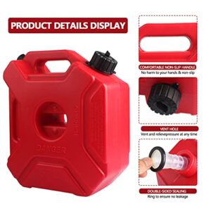 Togarhow 5L 1.3 Gallon Portable Fuel Tank Gas Fuel Container with Spout and Vent Suitable for Motorcycle Off-Road Vehicles SUV ATV, Red