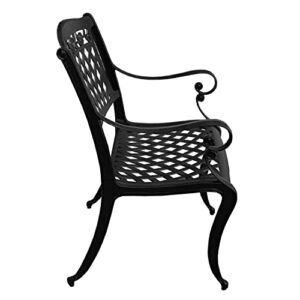 Oakland Living 1855-ROSE-MESH-KD-CHAIR-LBK Ornate Traditional Outdoor Cast Aluminum Black Rose Patio Dining Chair