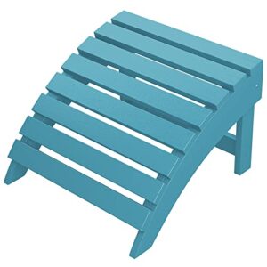 serwall folding adirondack ottoman, weather resistant adirondack footrest without assembly, cyan blue