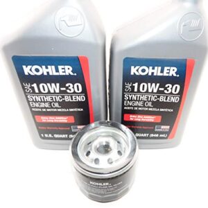 Maintenance (2 Qts) Synthetic Blend 10W30 Kohler Engine Oil & (1) Kohler 12 050 01-S1 Oil Filter