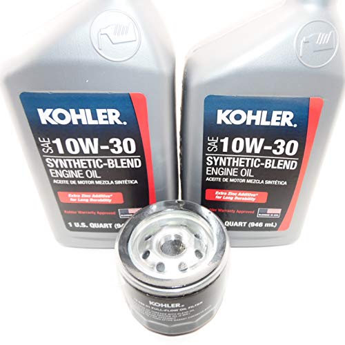 Maintenance (2 Qts) Synthetic Blend 10W30 Kohler Engine Oil & (1) Kohler 12 050 01-S1 Oil Filter