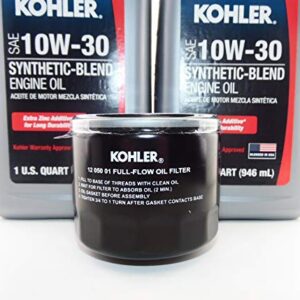 Maintenance (2 Qts) Synthetic Blend 10W30 Kohler Engine Oil & (1) Kohler 12 050 01-S1 Oil Filter