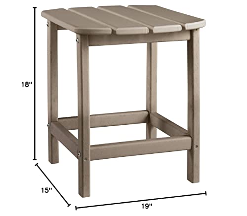 Signature Design by Ashley Sundown Treasure Outdoor Patio HDPE Adirondack Chair, Light Brown & Sundown Treasure Outdoor Patio HDPE Weather Resistant End Table, Brown